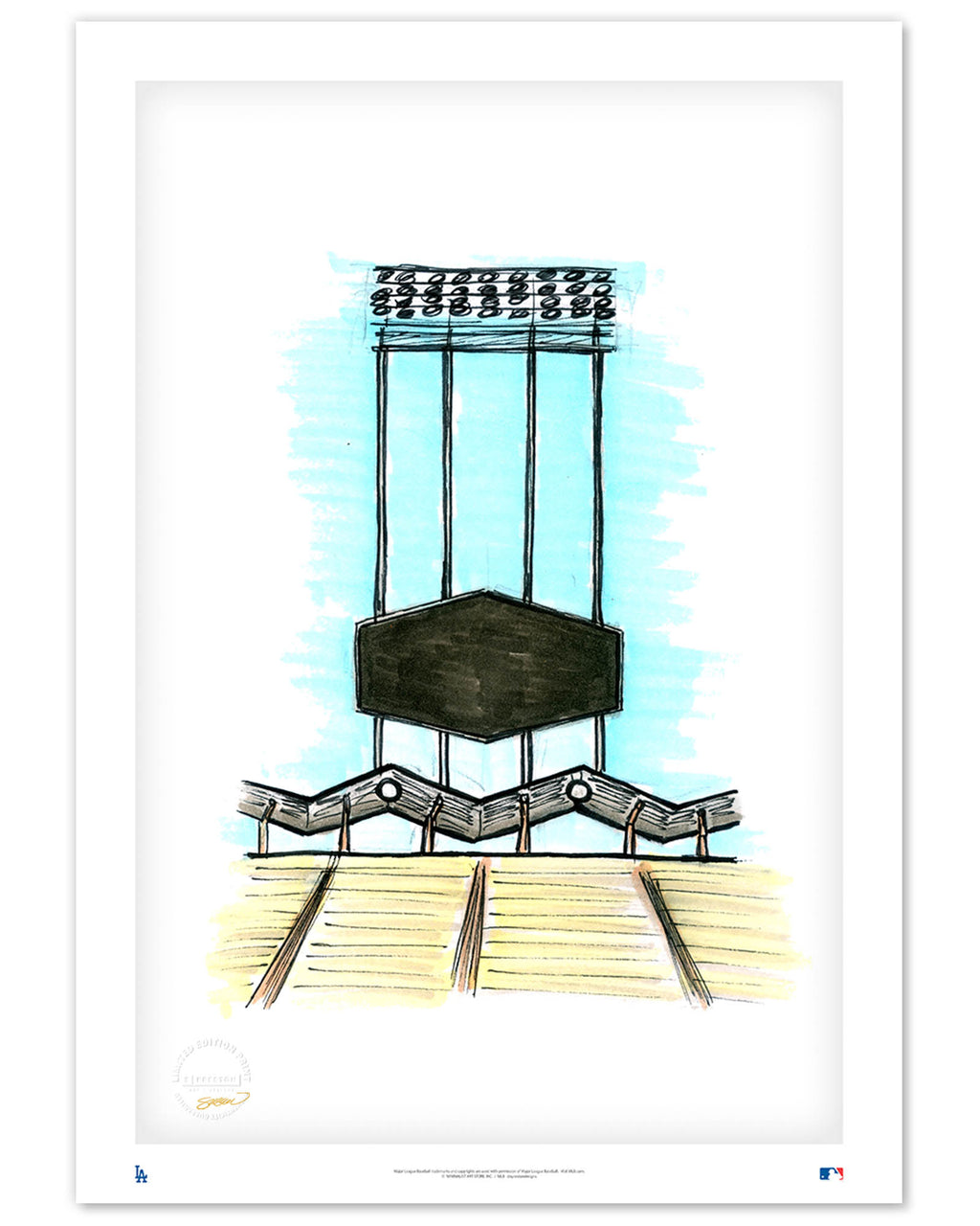 Dodger Stadium Ink Sketch - Los Angeles Dodgers - by S. Preston – S ...
