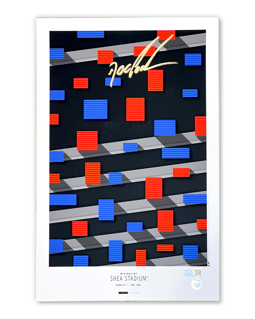 Minimalist Shea Stadium - Doc Gooden Autographed - Poster Print - Auth ...