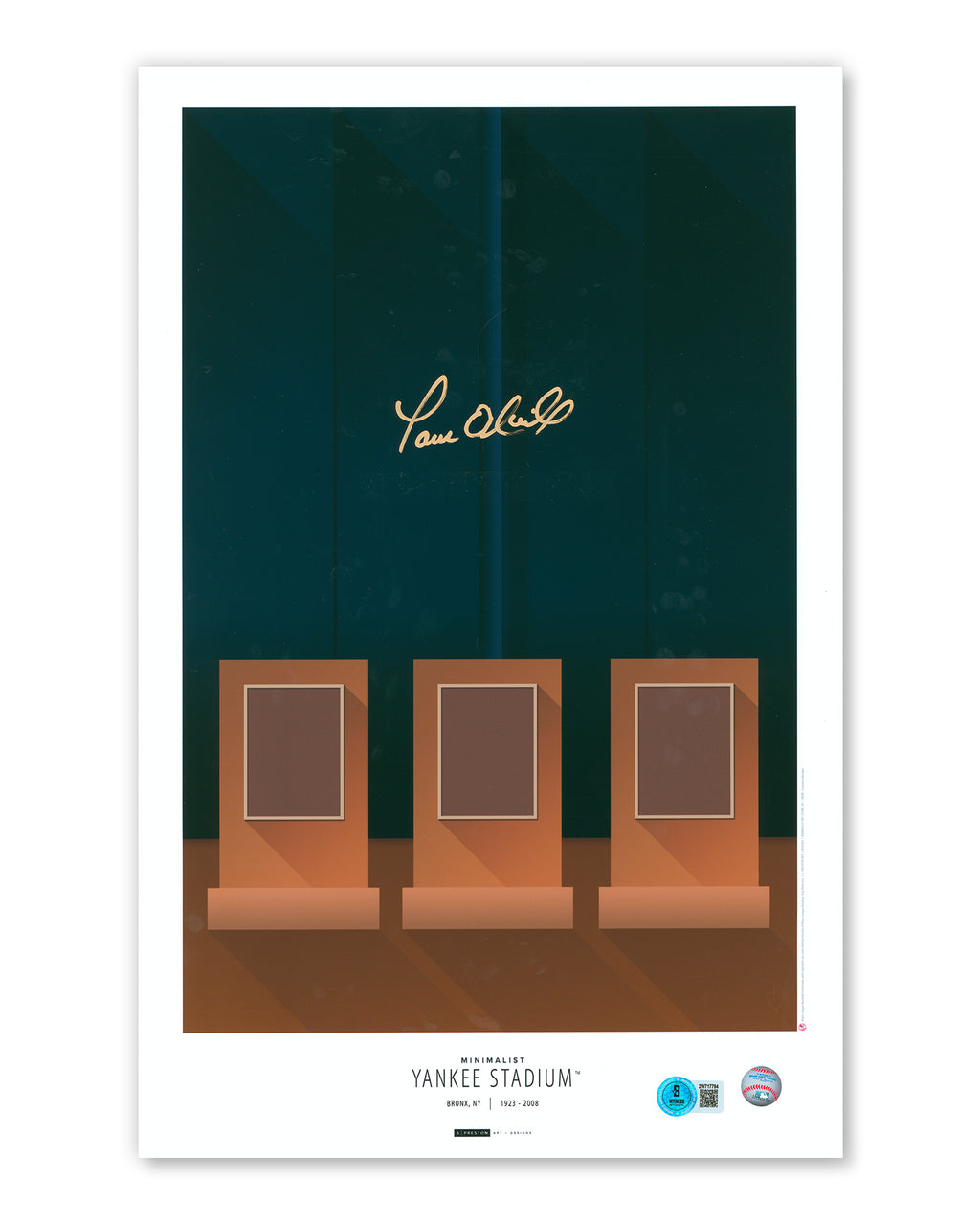 Minimalist Yankee Stadium Print - Paul O'Neil Autographed - Authentica ...