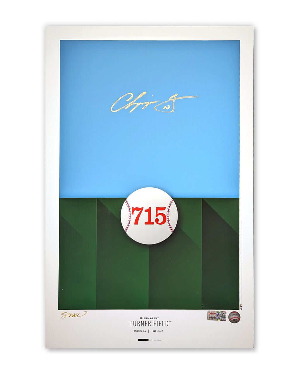 Minimalist Turner Field - Chipper Jones Autographed - Poster Print - M ...