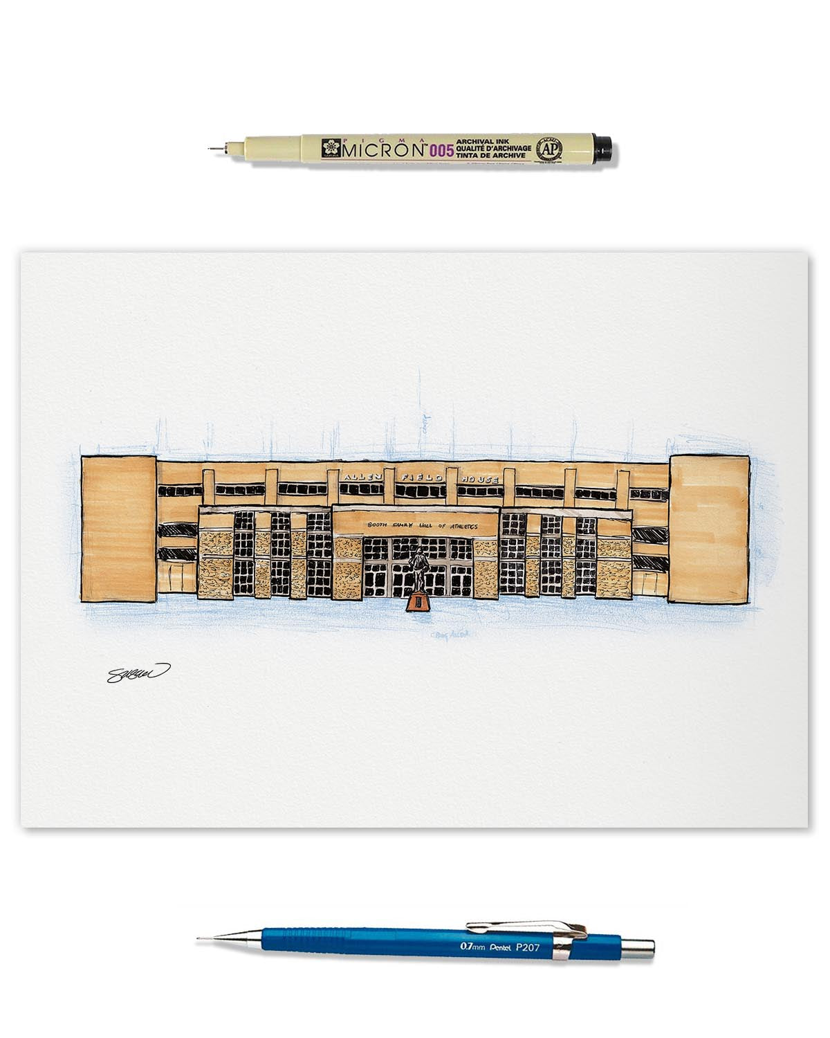 The Phog - Allen Fieldhouse Sketch Original Art – S. Preston Art + Designs